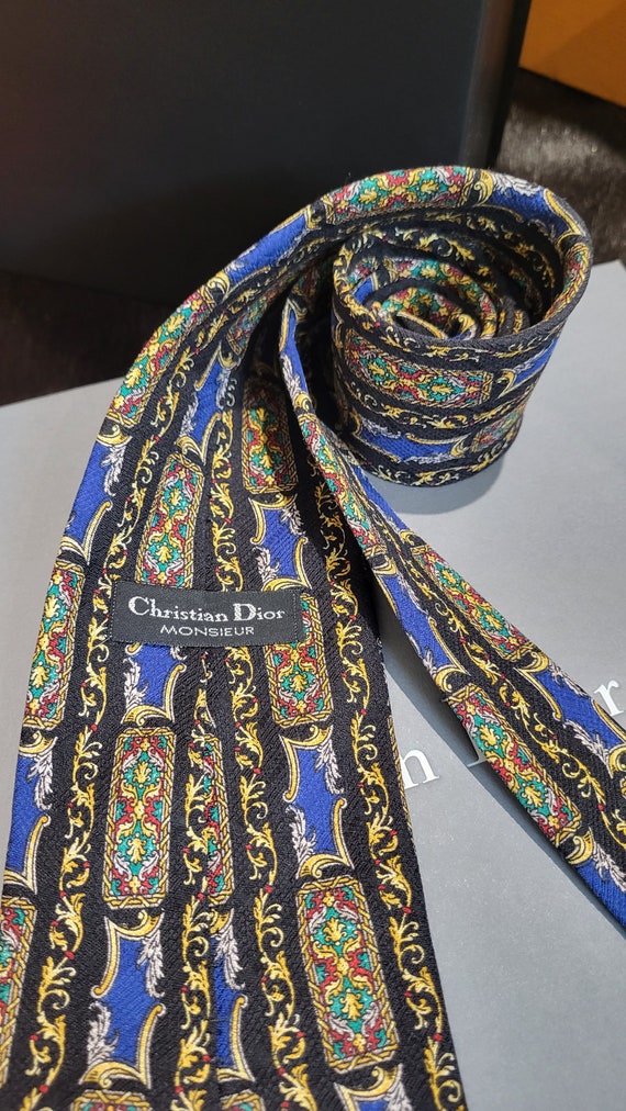 Vintage Christian Dior Black Versailles Pattern Silk … - Gem