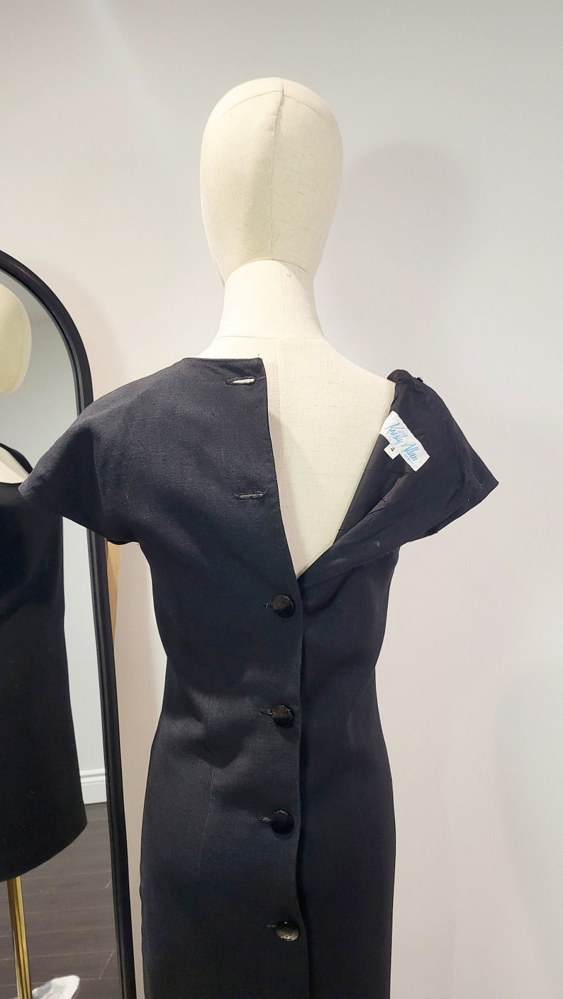 Vintage Kristy Allan Linen Black Dress - Etsy