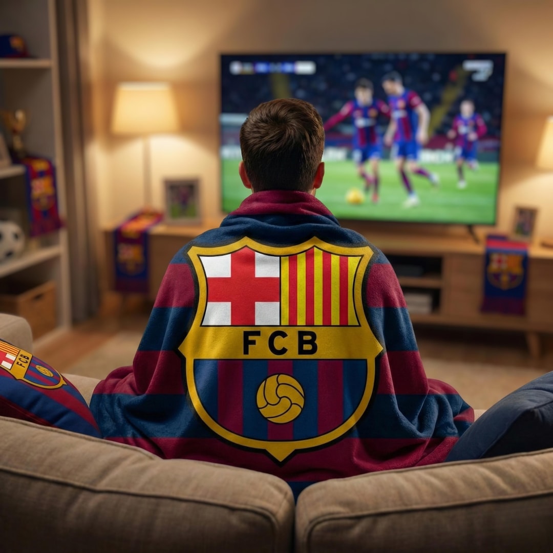 FC Barcelona Plush Blanket, Velveteen Barça Crest, Soccer Fan Gift - Etsy