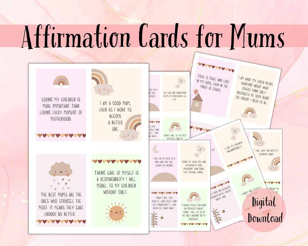 Positive Affirmation Cards for Mums, Mindfulness Cards, Affirmation ...