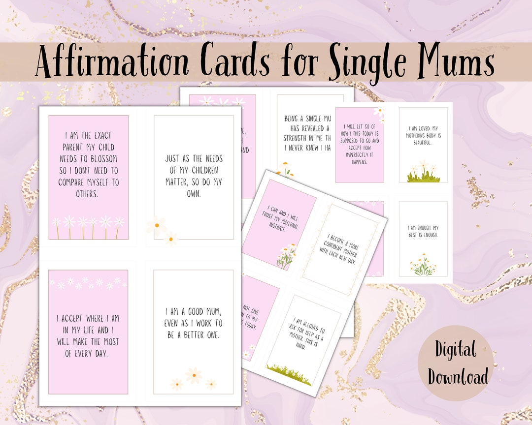 Positive Affirmation Cards for Single Mums, Mindfulness Cards ...