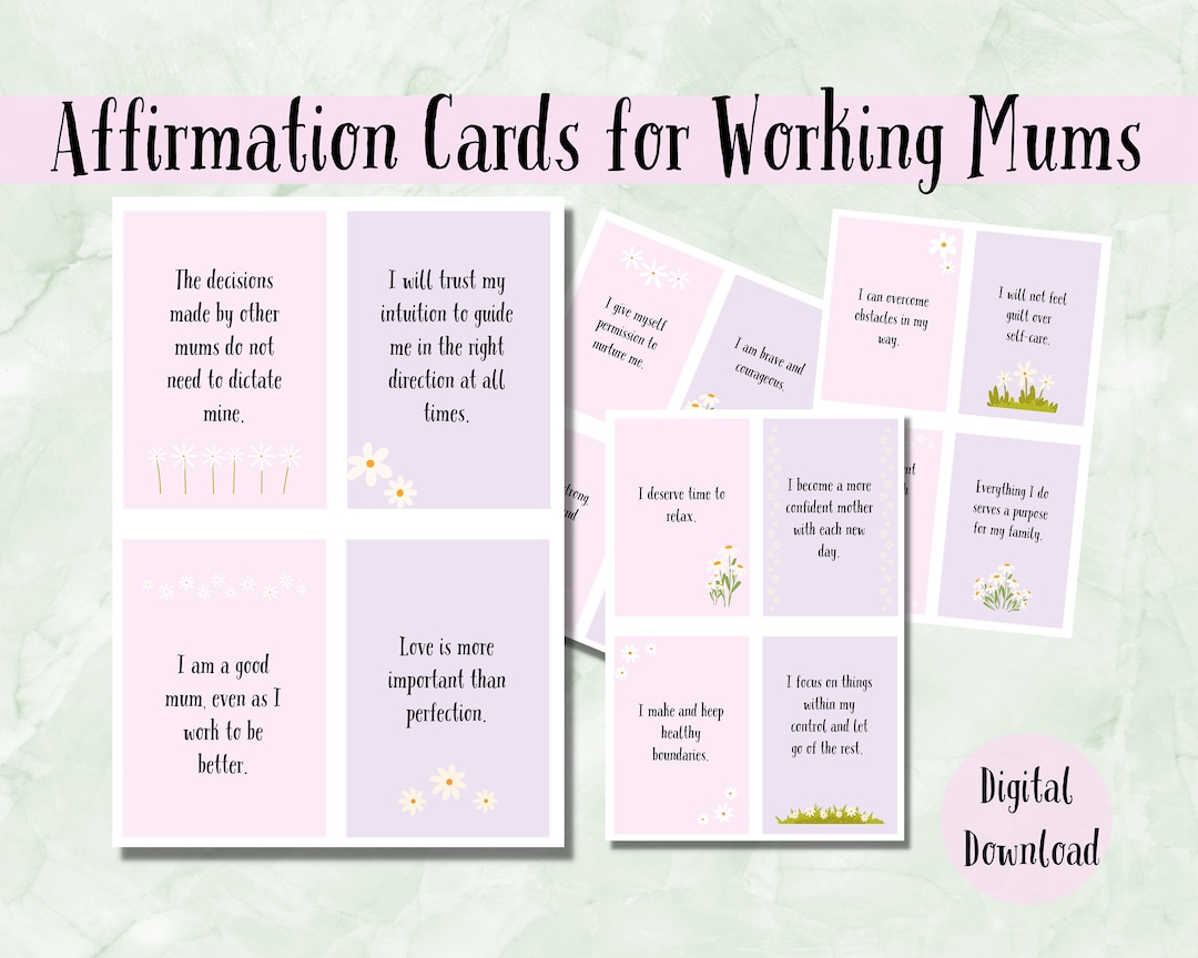 Positive Affirmation Cards for Working Mums, Mindfulness Cards ...