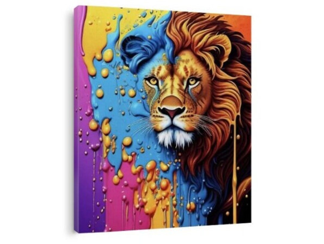 Paint Drip Lion Art Original Piece, Canvas Wall Art, Home Decor ...