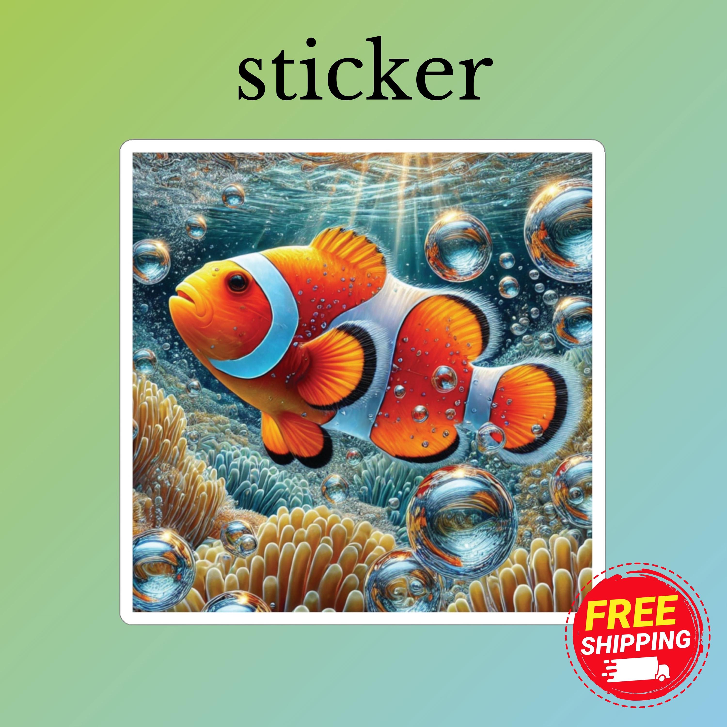 Frutiger Aero Clown Fish Ocean Bubbles Sticker Webcore Y2K Old Computer ...