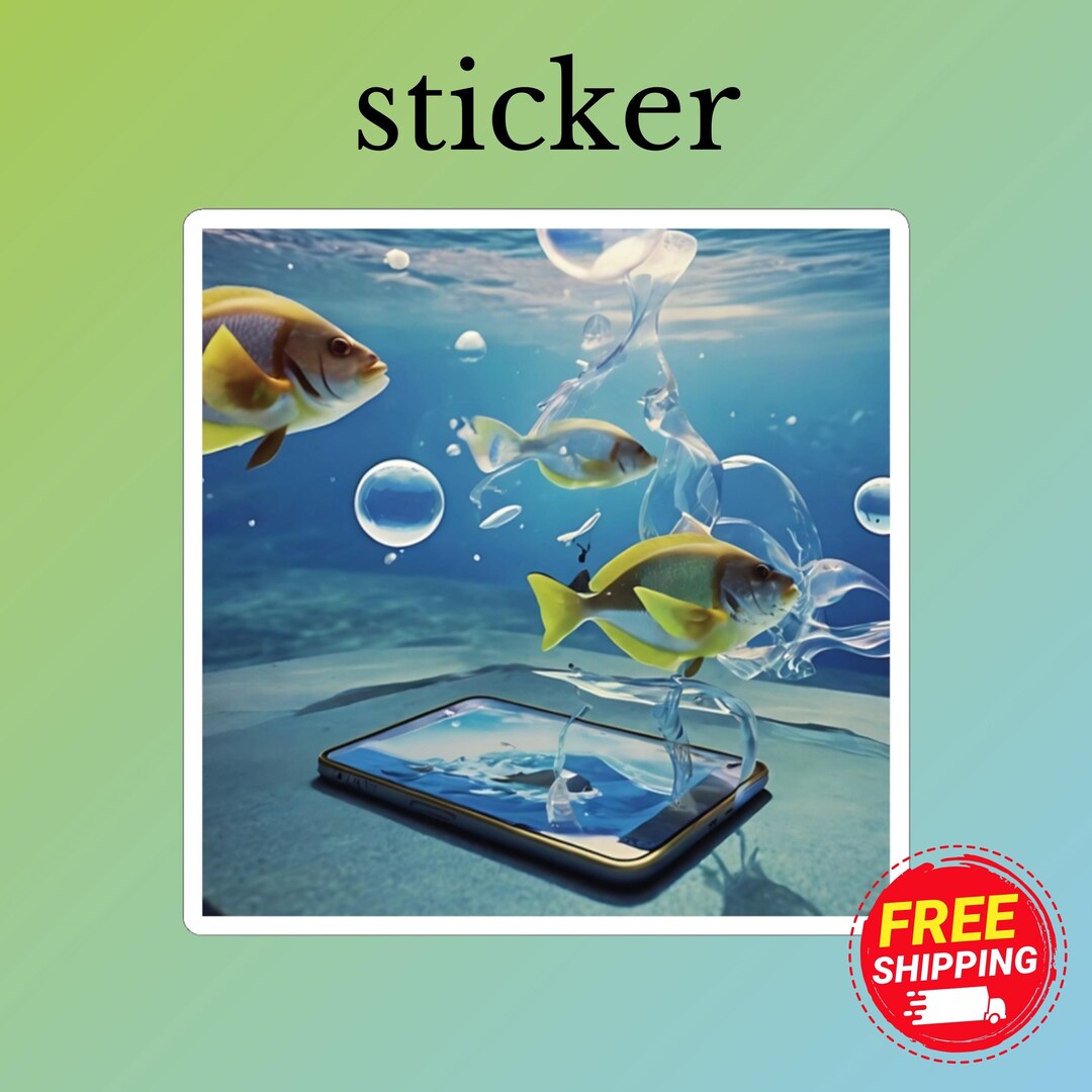 Frutiger Aero Webcore Y2K Lover Sticker Underwater Fish Ocean Bubbles ...