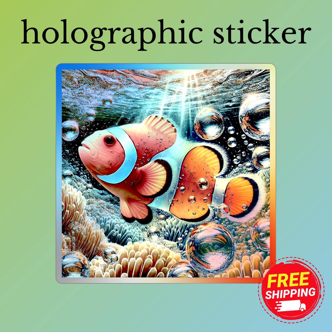 Frutiger Aero Clown Fish Ocean Bubble Holographic Sticker Webcore Y2K ...