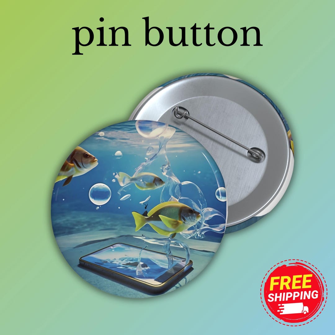 Frutiger Aero Webcore Y2K Lover Pin Button Underwater Fish Ocean ...