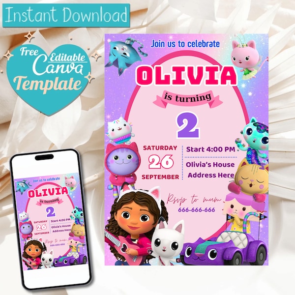 Gabby cat invitation - Etsy France