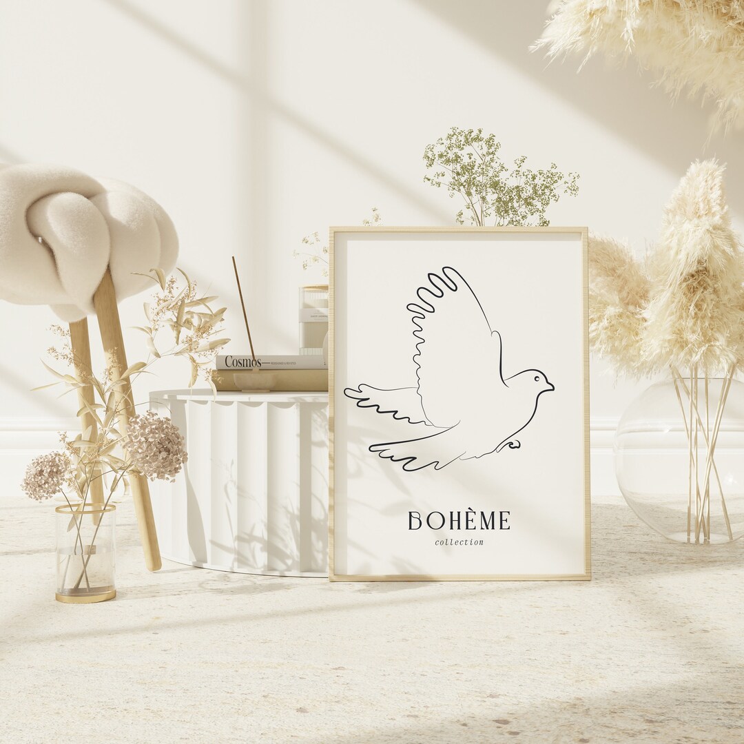 Printable Elegant Minimalist Dove Modern Pigeon Art for - Etsy