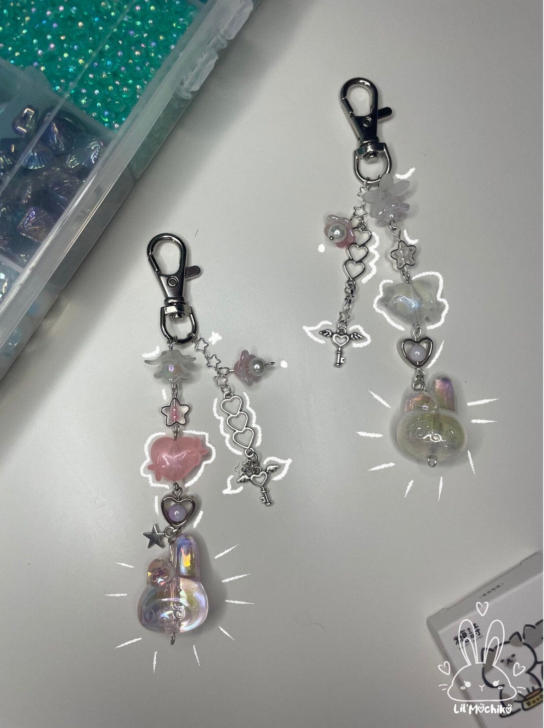 Beaded Sanrio Keychain Y2k Accessories Pink Pastel Keychain - Etsy UK