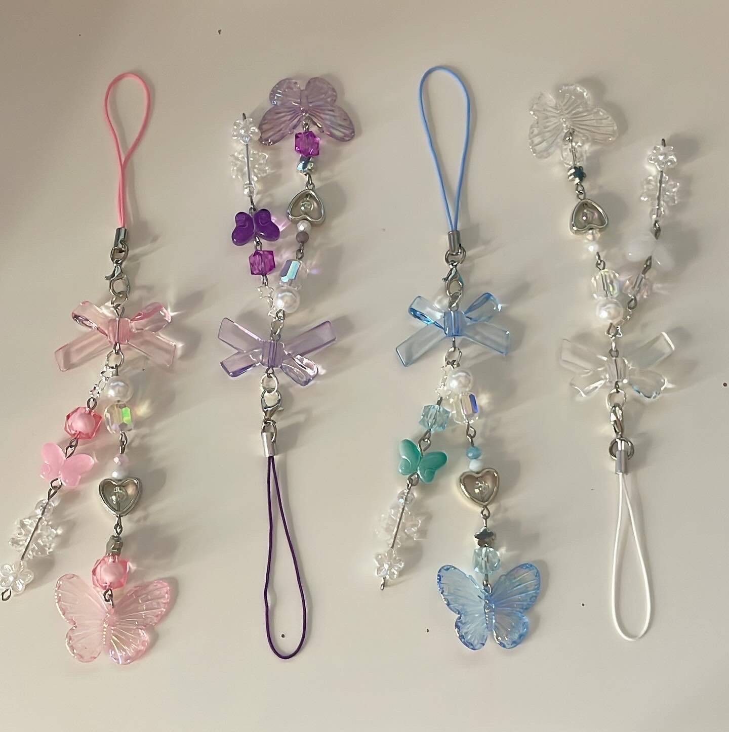Cute Coquette Phone Charms, Butterfly and Bow Phone Straps, Matching ...