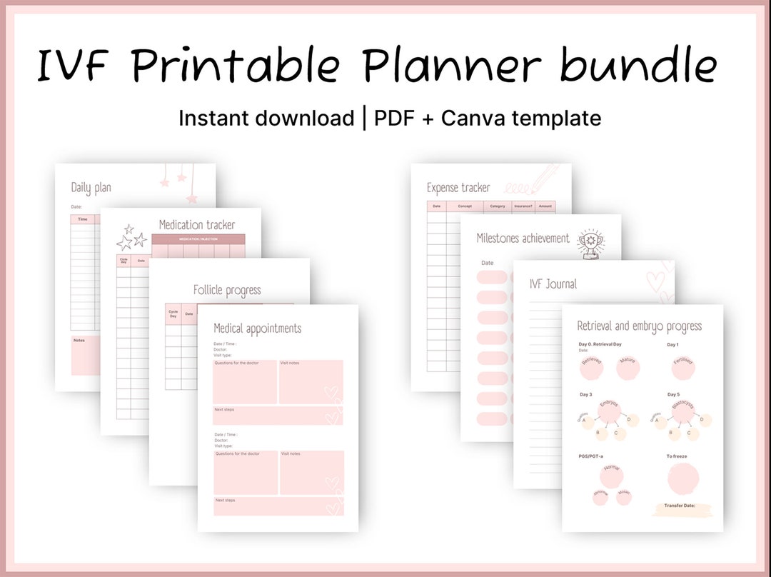 IVF Fertility Planner Bundle | Medication Tracker, Follicle and Embryo ...