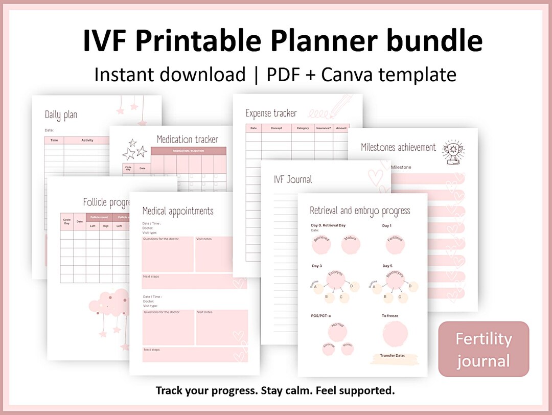 IVF Planner Bundle: Fertility Journal, Medication & Embryo Tracker ...