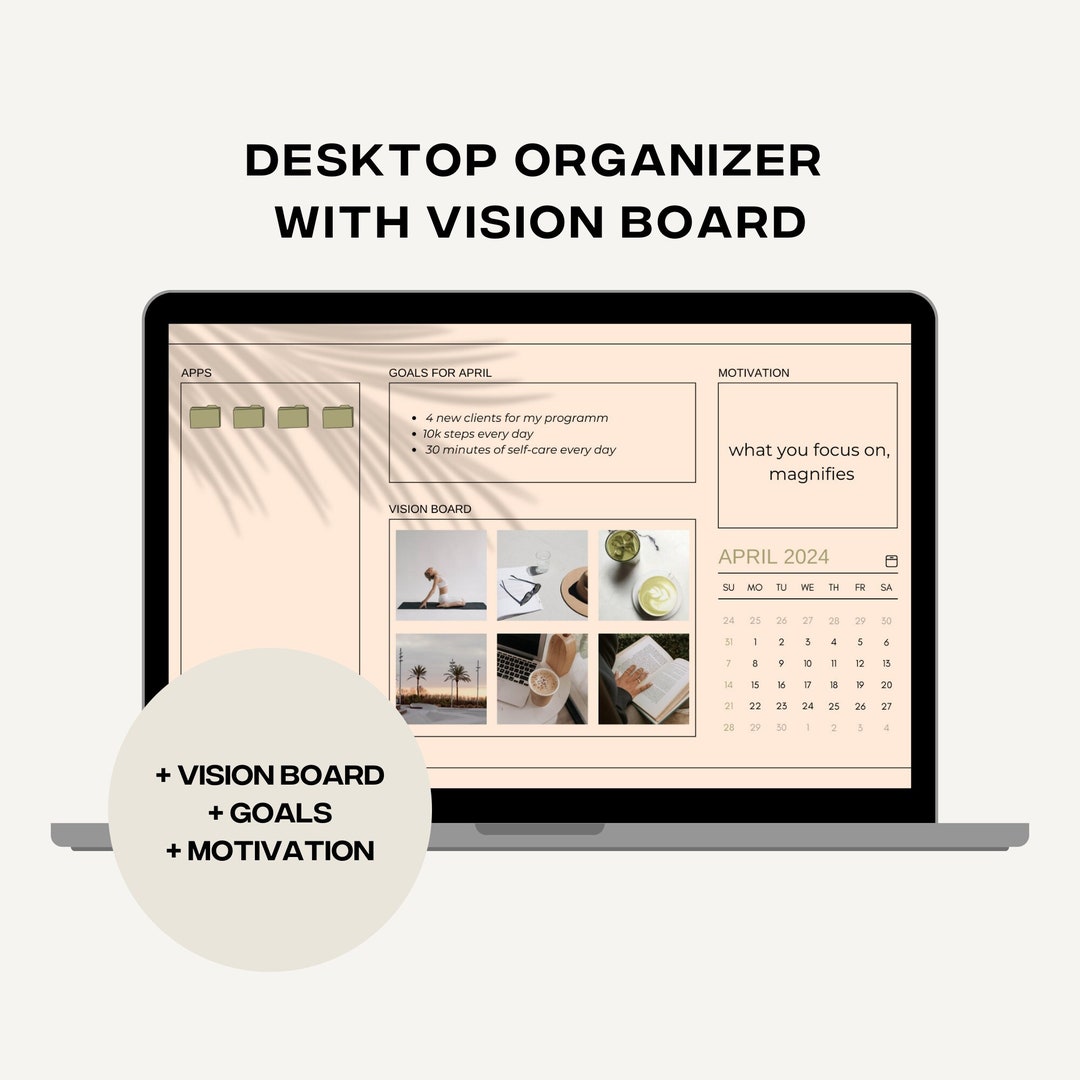 Desktop Wallpaper With Vision Board and Calendar Desktop - Etsy UK