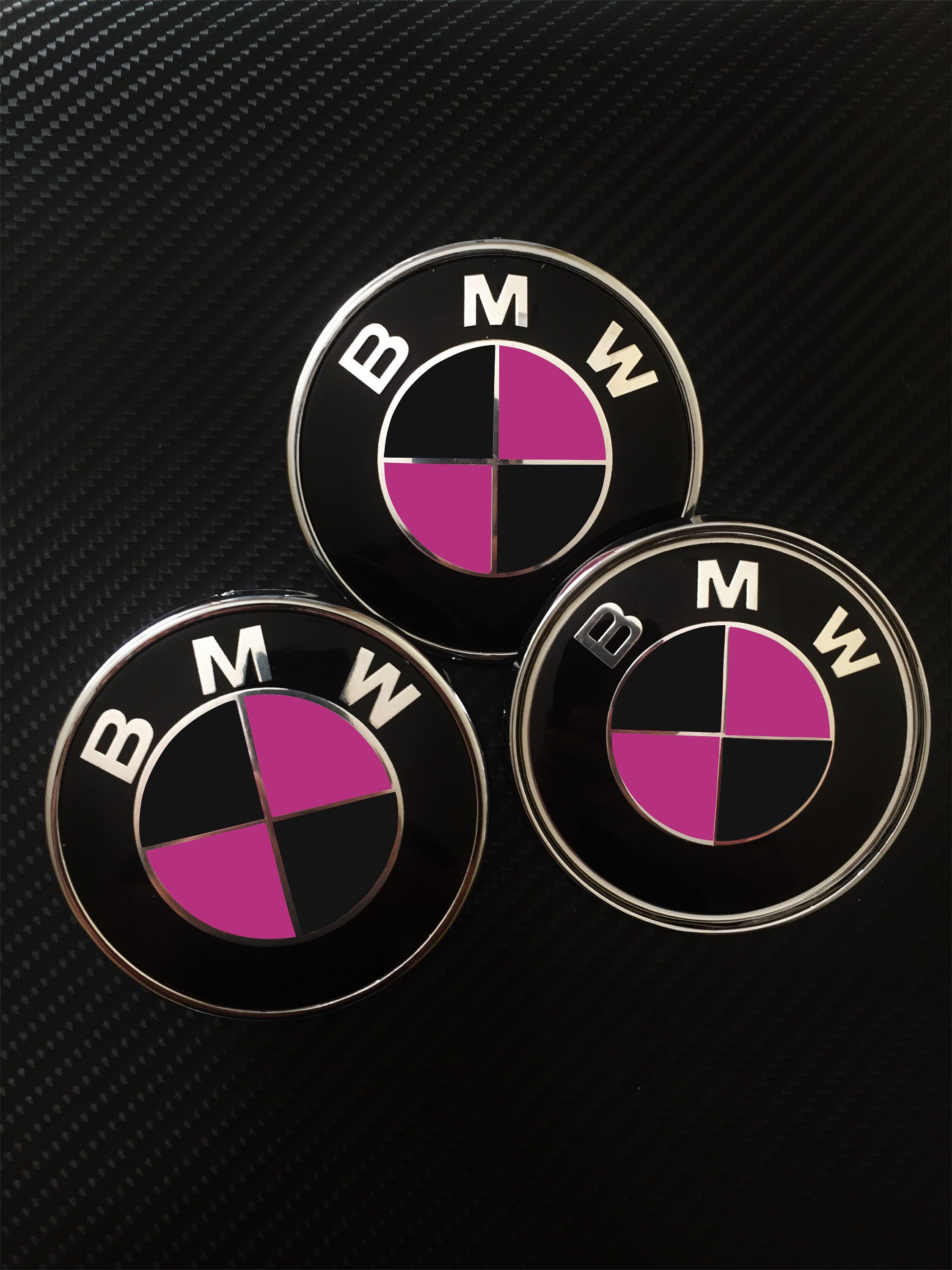 Black and Hot Pink MATTE Decals for BMW Badge, Roundel Inserts Stickers ...
