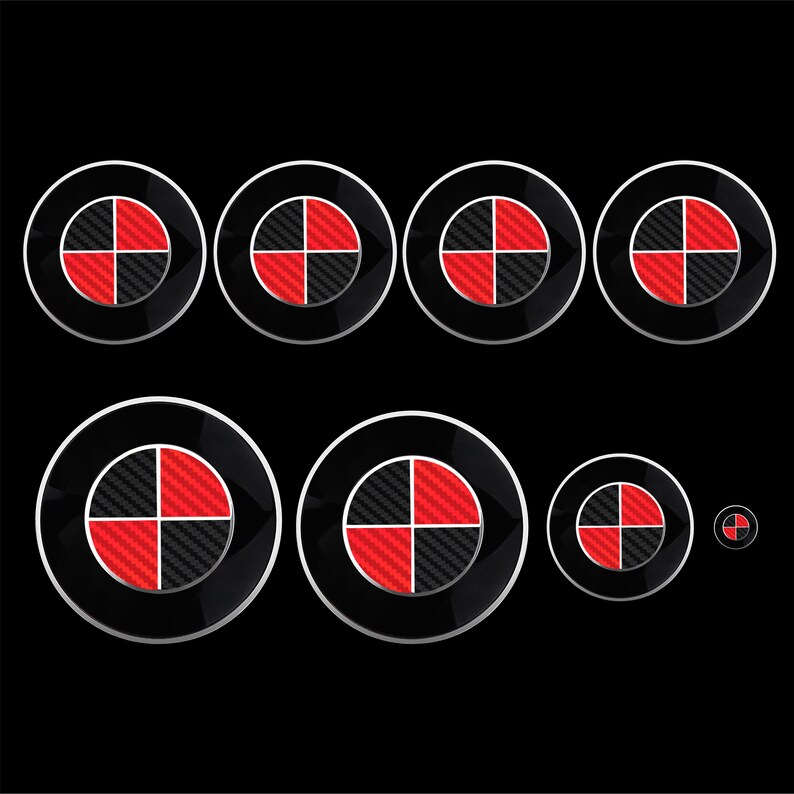 Black & Red CARBON Decals for BMW Badge, Roundel Inserts, Badge ...