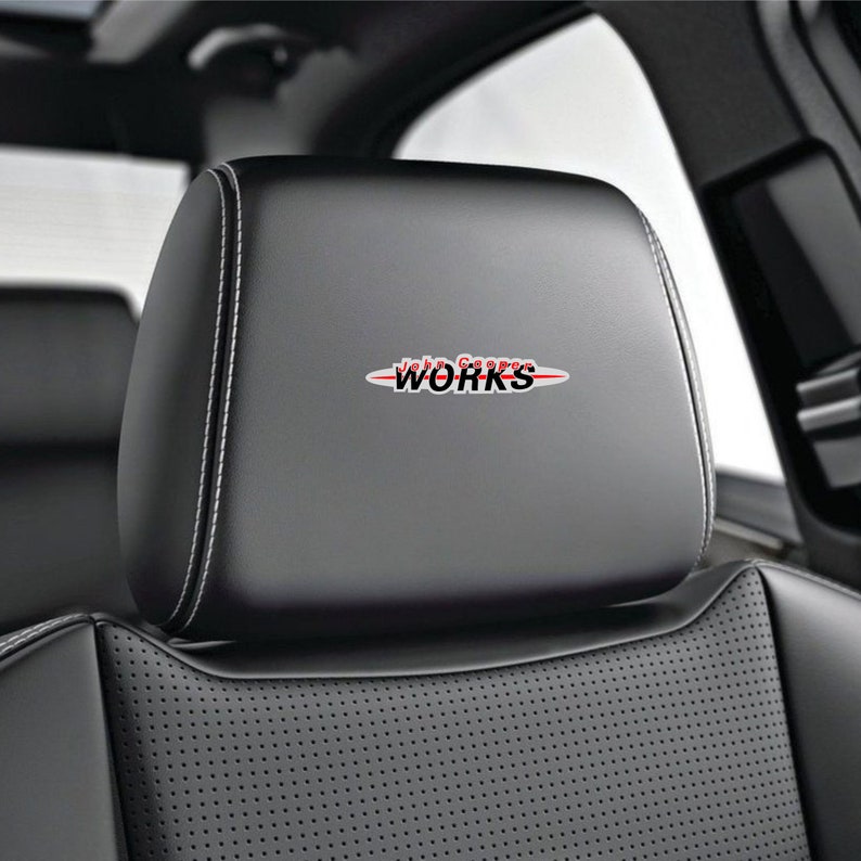 5x Mini John Works Retro Headrest Decal, JCW Badge Stickers for Leather ...