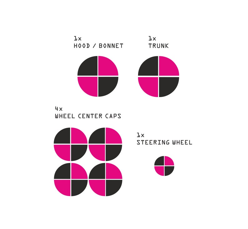 Black and Hot Pink MATTE Decals for BMW Badge, Roundel Inserts Stickers ...