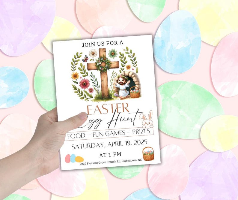 Editable Christian Easter Flyer Template | Invitation & Social Media ...