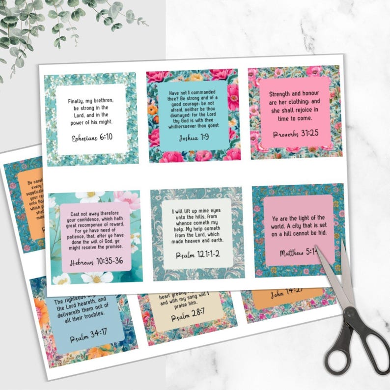 Printable Christian Bible Scripture Affirmation Cards | Uplifting Bible ...