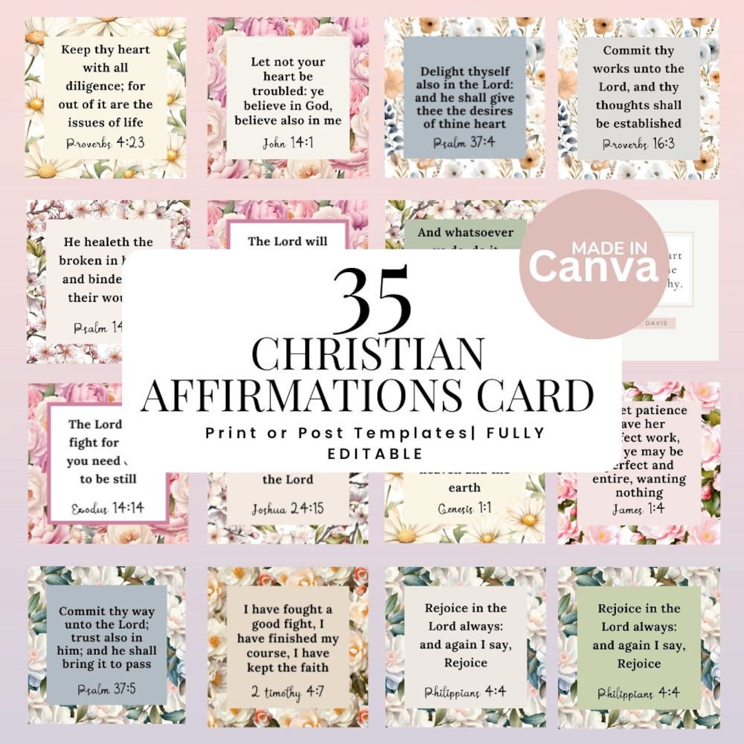 Christian Affirmations Cards| Digital Affirmations Card PLR| Bible ...
