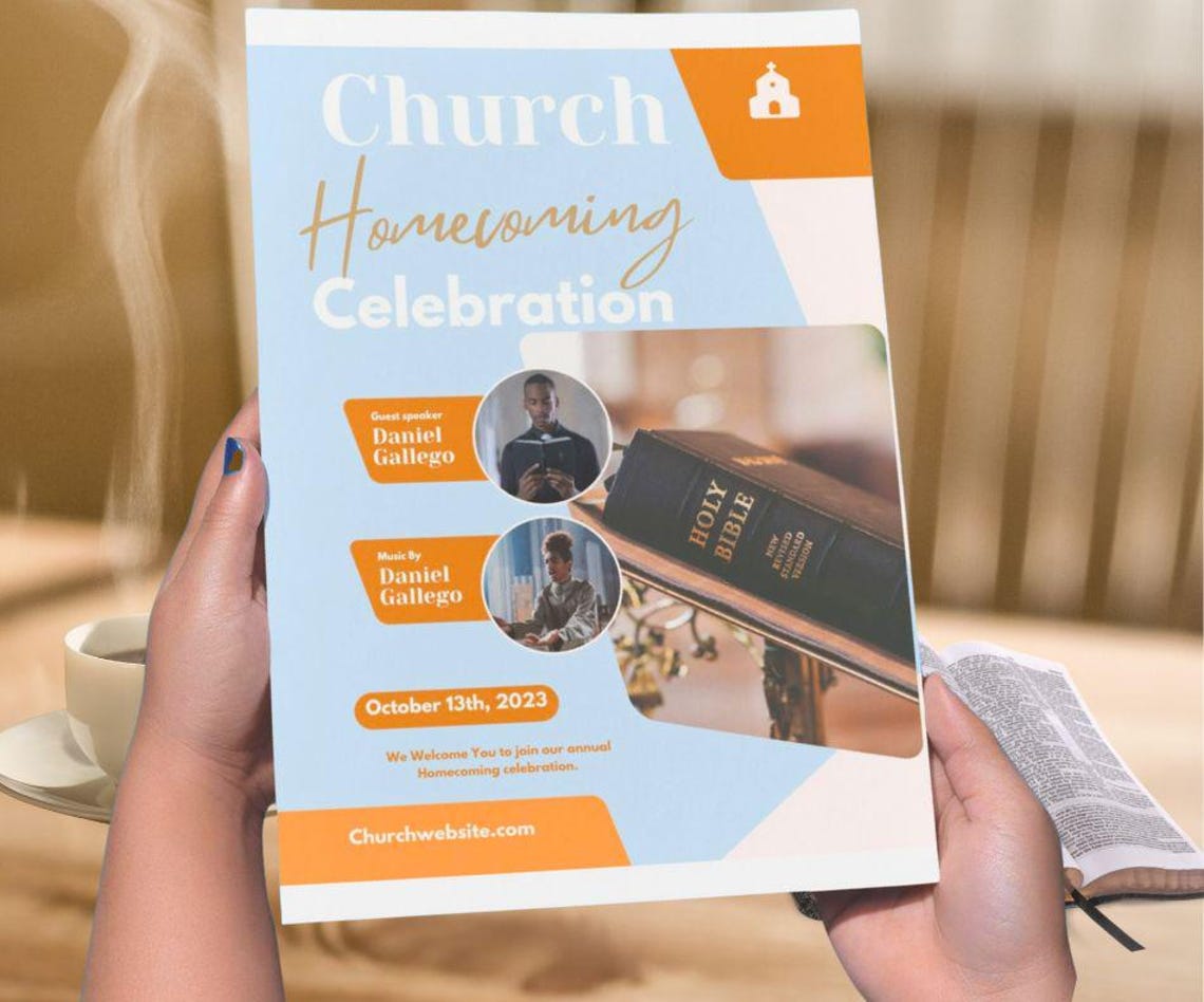 Church Homecoming Flyer Template, Editable Canva Design, Events Flyer ...