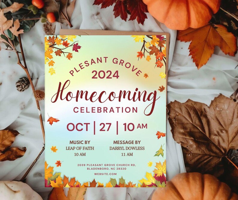 Church Homecoming Event Flyer Template, Fall Editable, Edit in Canva ...