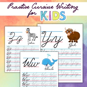 Practice Cursive Writing Printable Sheets for Kids. School Printable ...