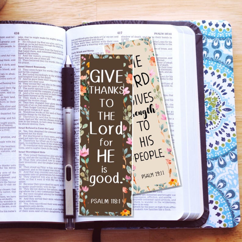 Printable Bible Verses Bookmark Set| Printable Floral Bookmark ...