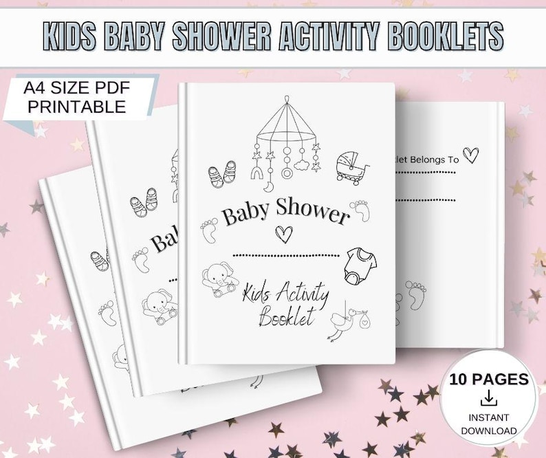 Baby Shower Kids Activity Book Coloring, Baby Shower Coloring, Baby ...