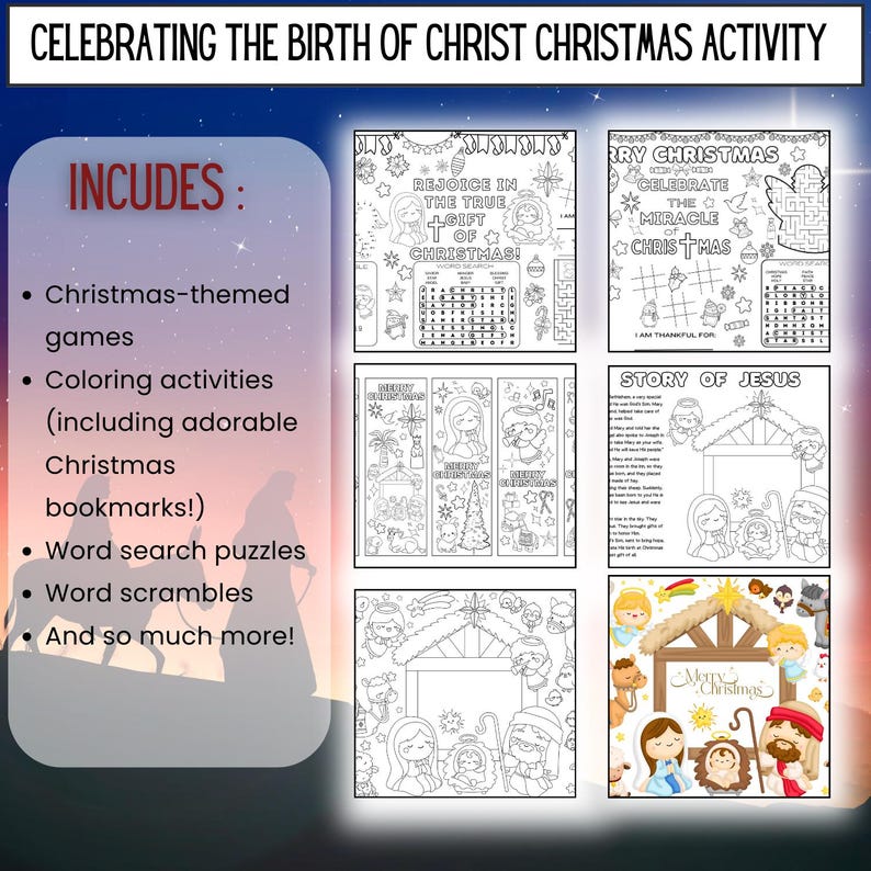Nativity Activity Placemat Printable| Christmas Coloring Pages ...