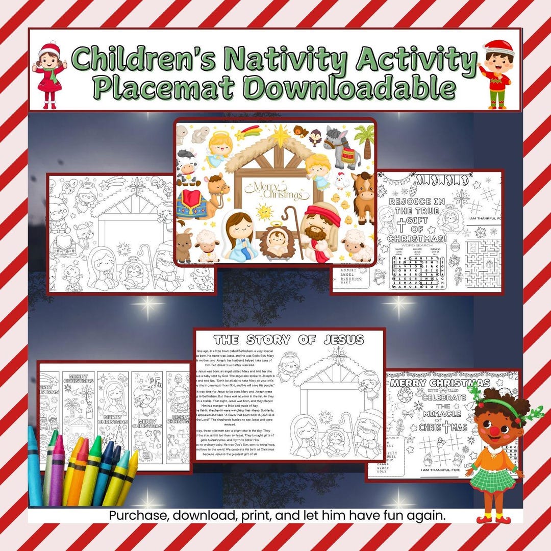 Nativity Activity Placemat Printable| Christmas Coloring Pages ...