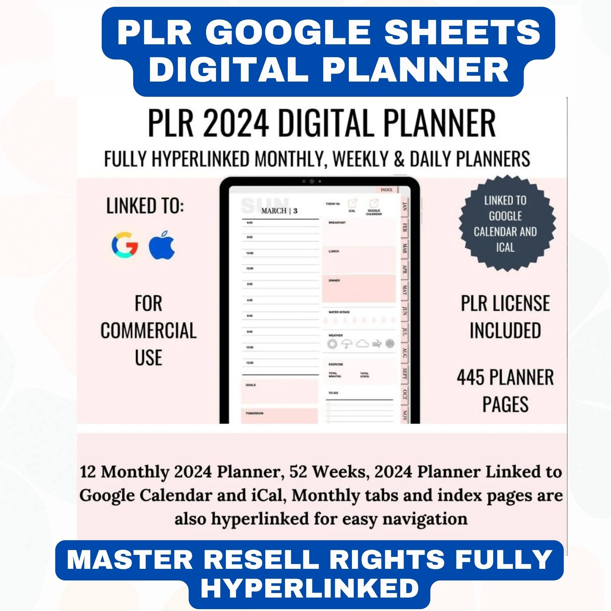 PLR Google Sheets Digital Planner| Master Resell Rights| Commercial ...
