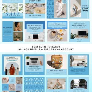 70 Blue Social Media Post Templates | Marketing Templates| Instagram ...