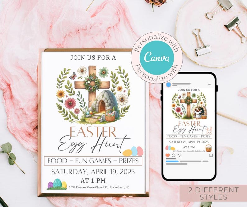 Editable Christian Easter Flyer Template | Invitation & Social Media ...
