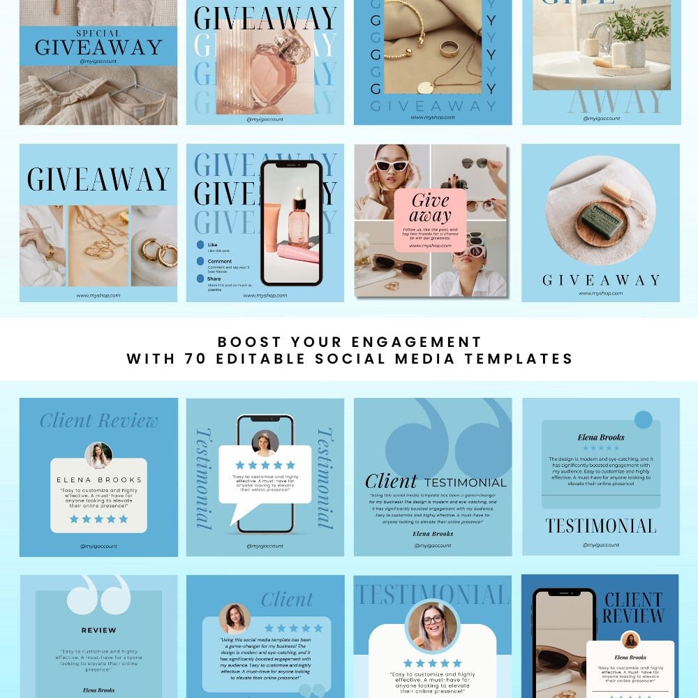 70 Blue Social Media Post Templates | Marketing Templates| Instagram ...