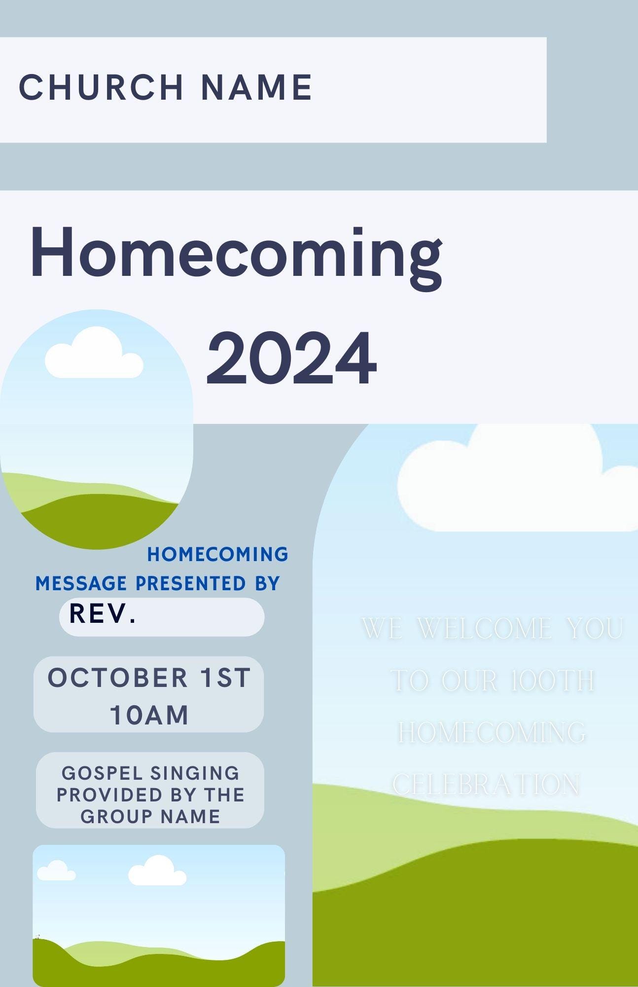 Church Homecoming Flyer| Mockup Template| Editable Template | Edit in ...