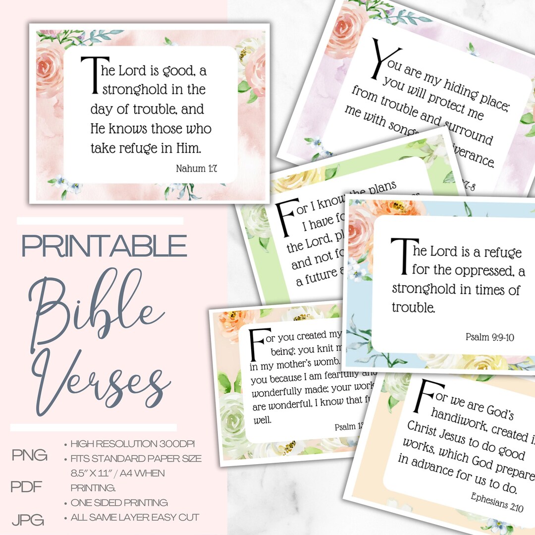 Printable Bible Verse Cards | Bible Study Cards | Encouraging Verse ...