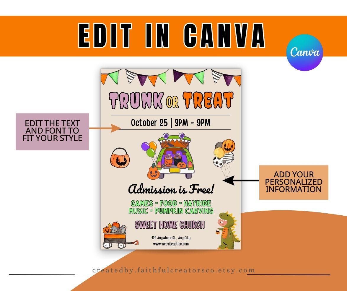 Trunk or Treat Flyer Template | Editable in Canva | Digital Download ...