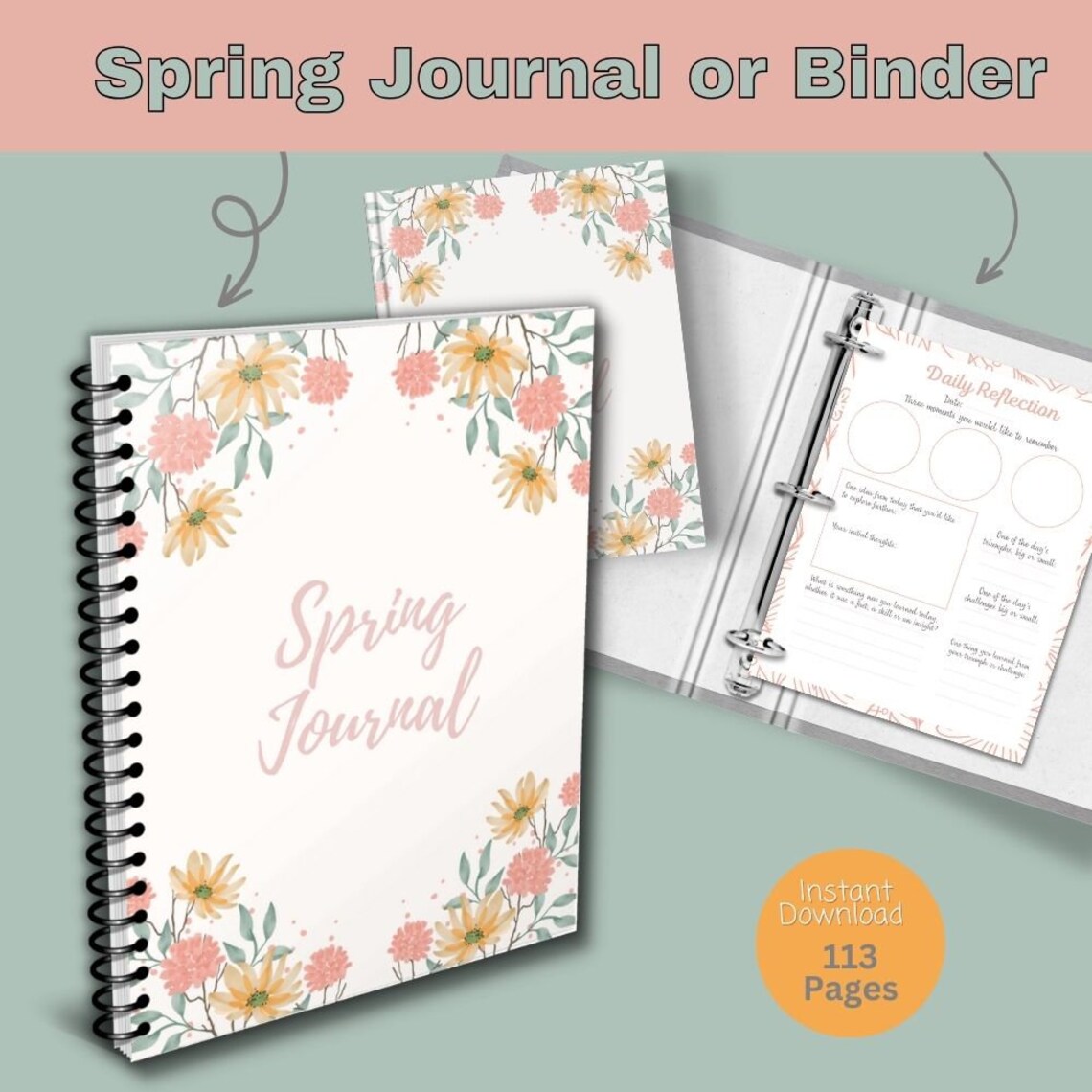 Spring Floral Journal Printable Spring Planner| Journal Prompts ...