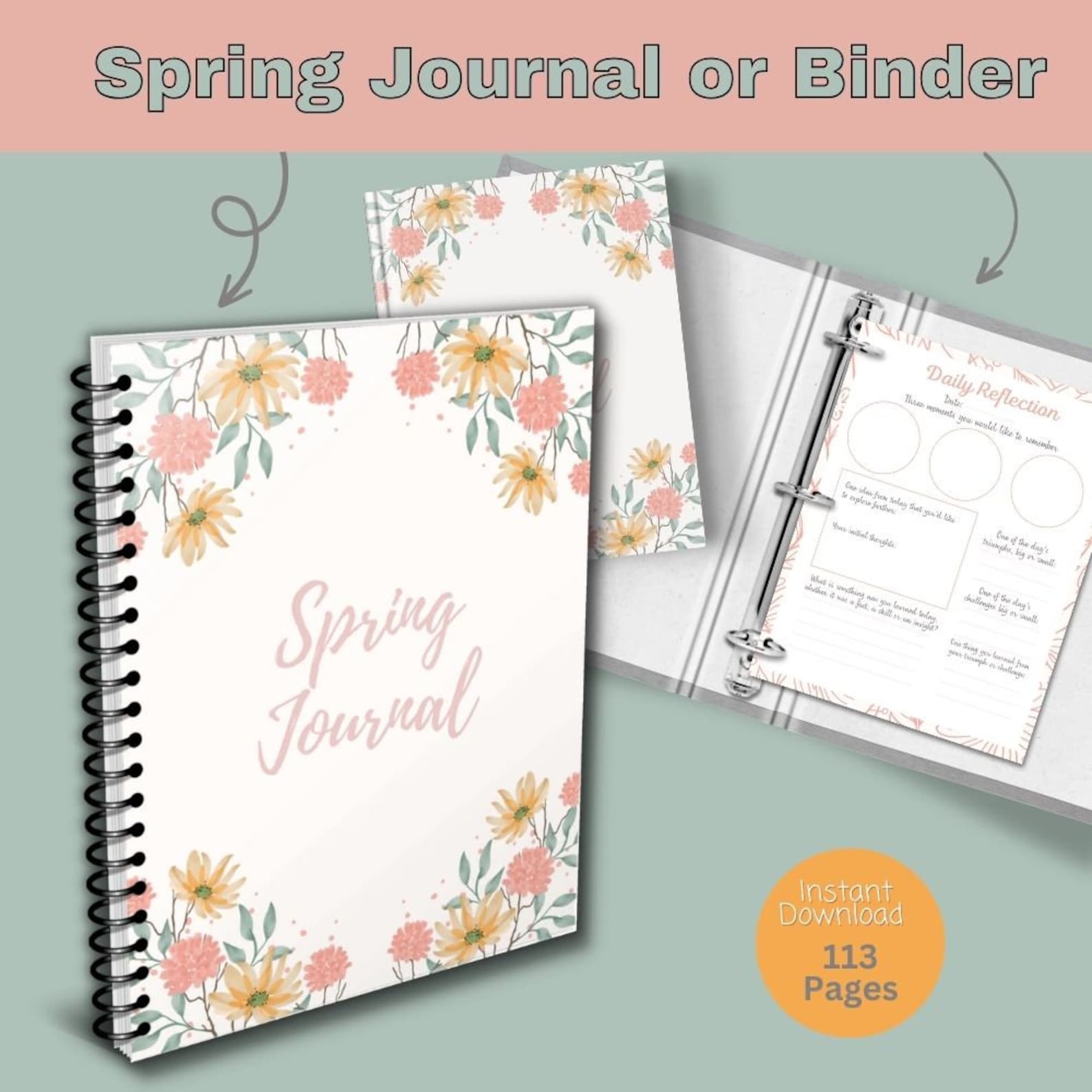 Spring Floral Journal Printable Spring Planner| Journal Prompts ...