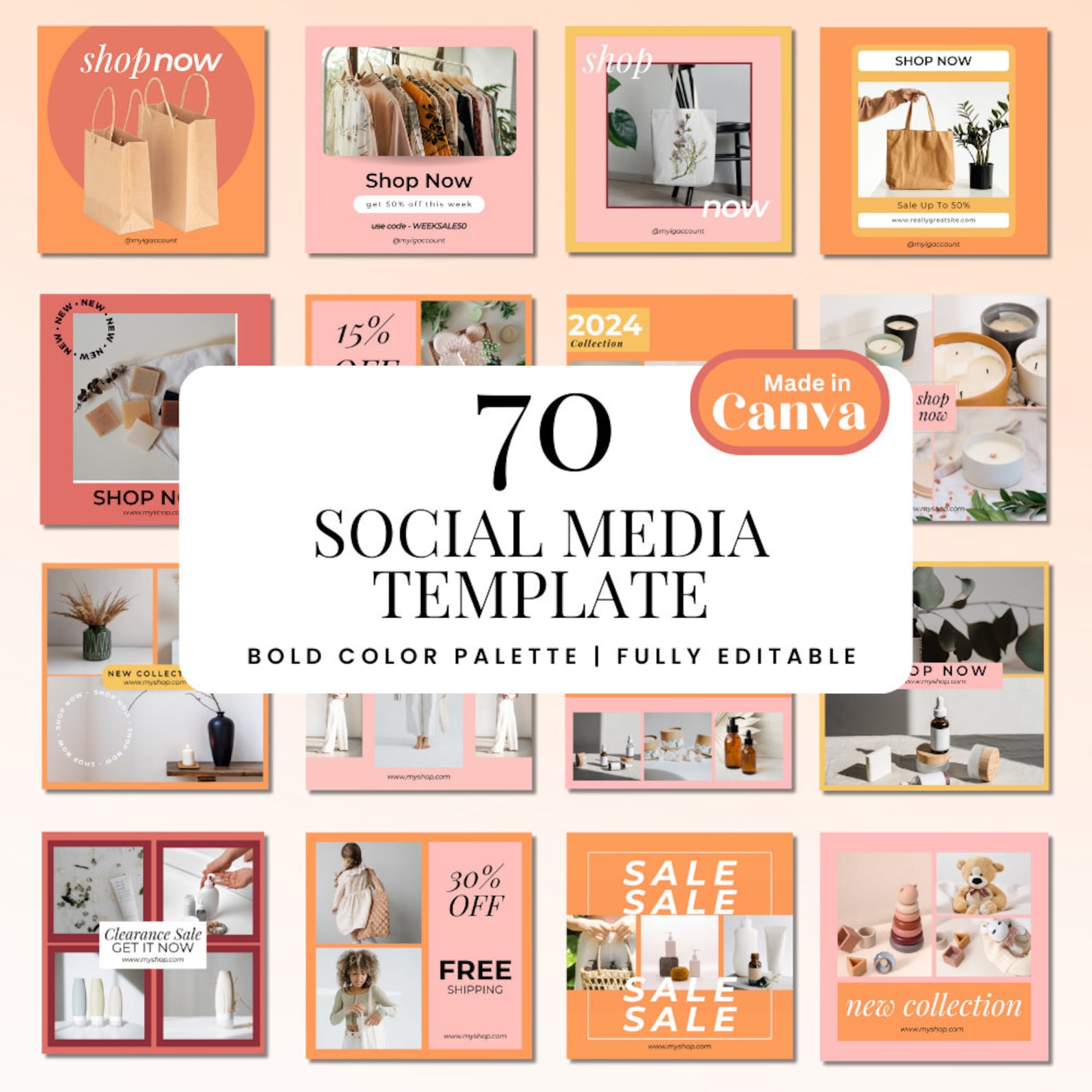 70 Social Media Post Templates | Marketing Templates | Instagram ...