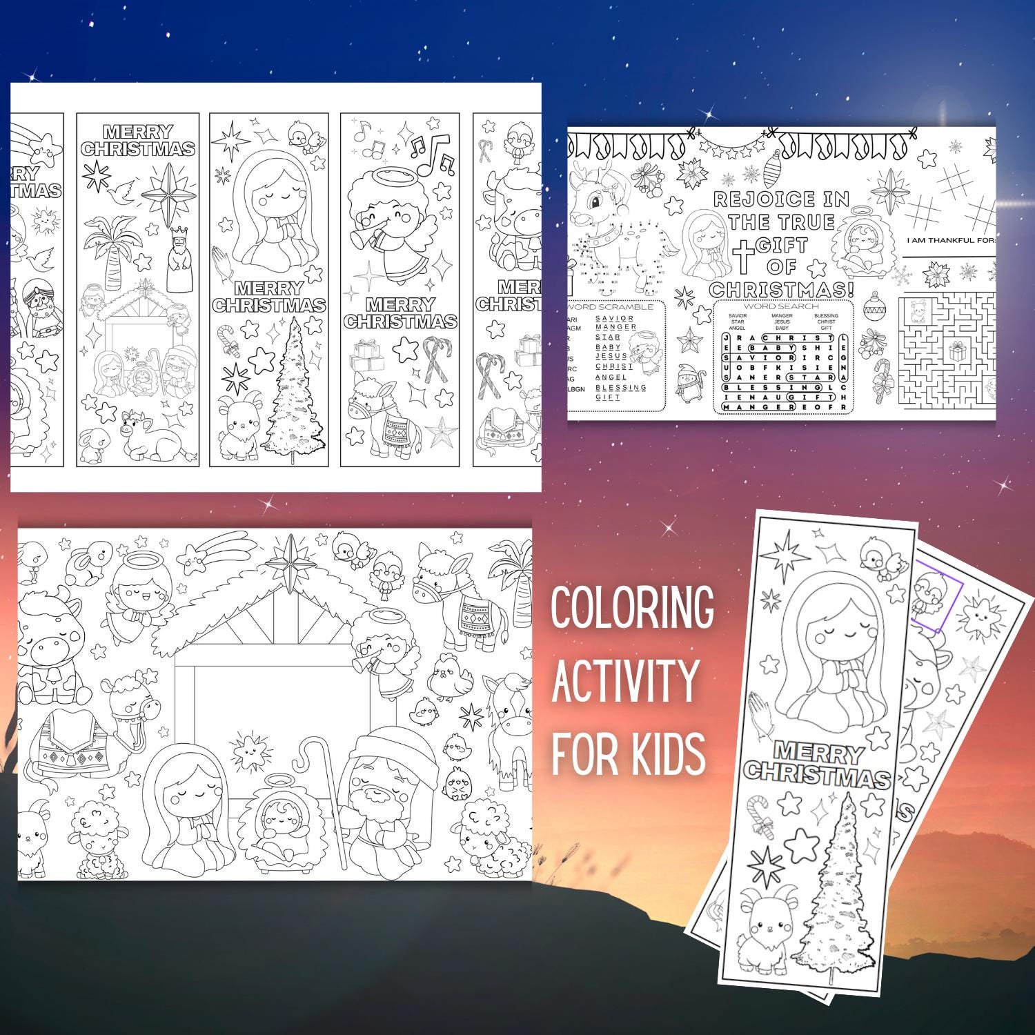 Nativity Activity Placemat Printable| Christmas Coloring Pages ...