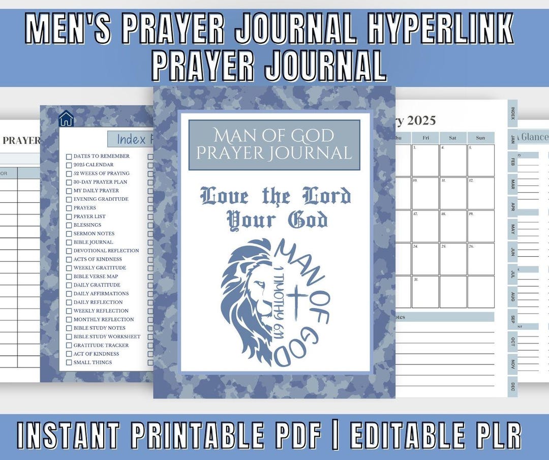 2025 Men's Hyperlink Prayer Journal| Printable Prayer Journal| Man of ...