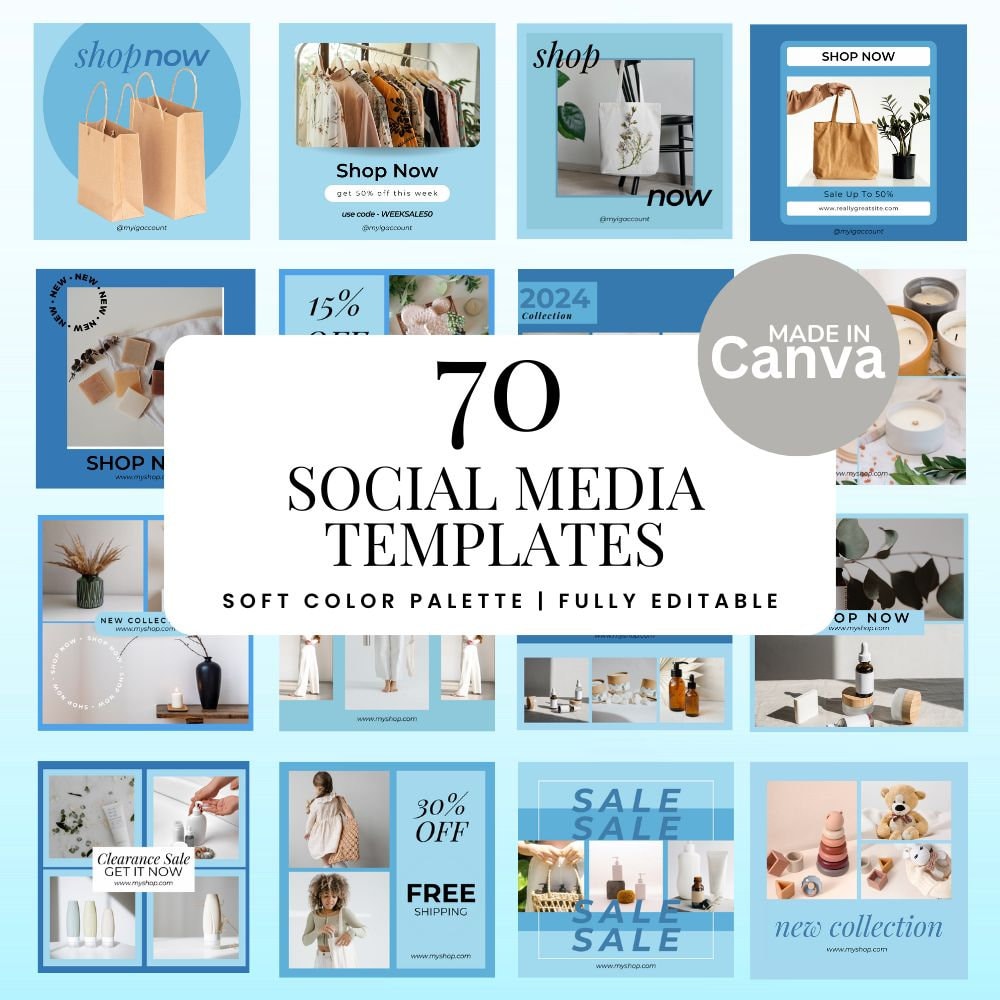 70 Blue Social Media Post Templates | Marketing Templates| Instagram ...