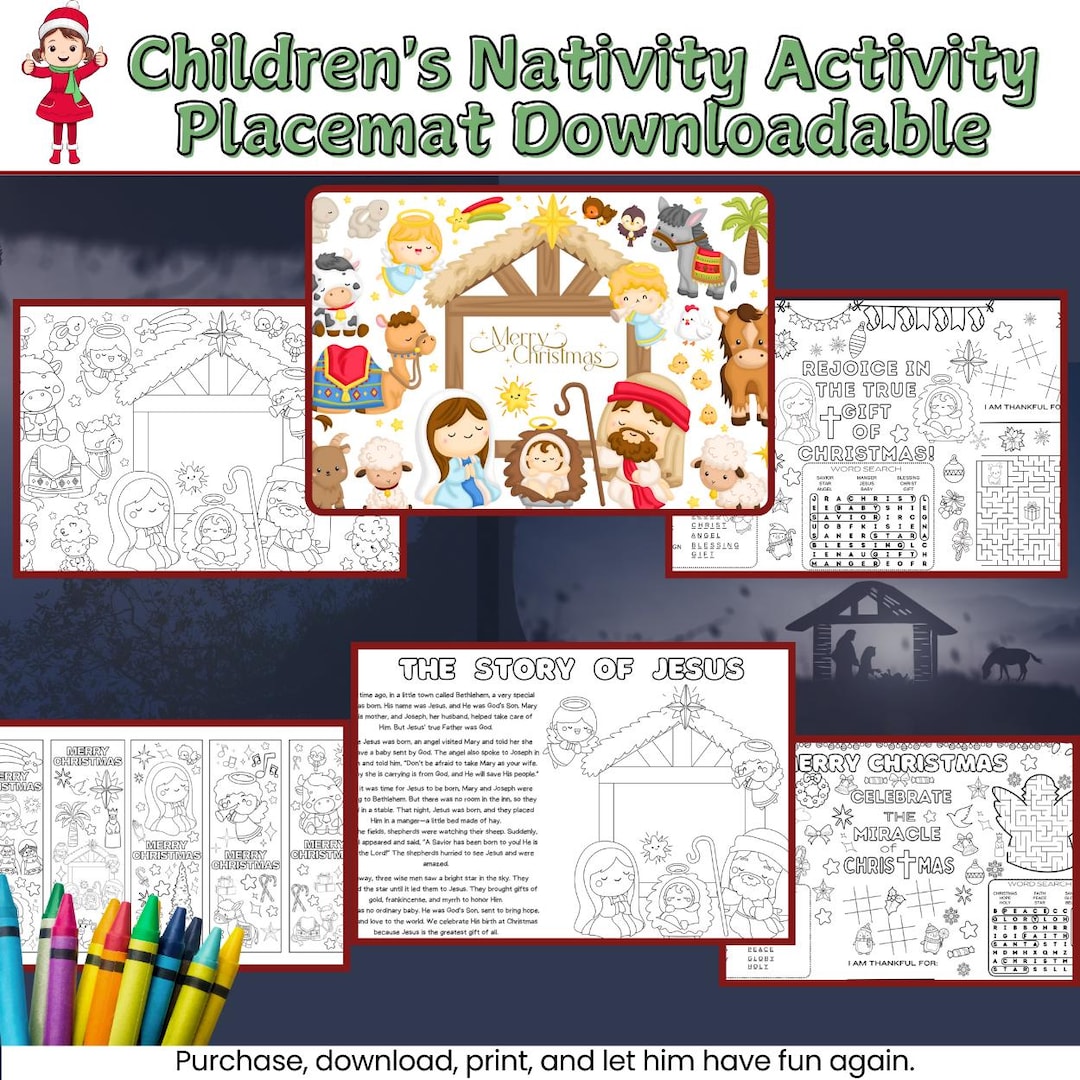 Nativity Activity Placemat Printable Sunday School Coloring Pages ...