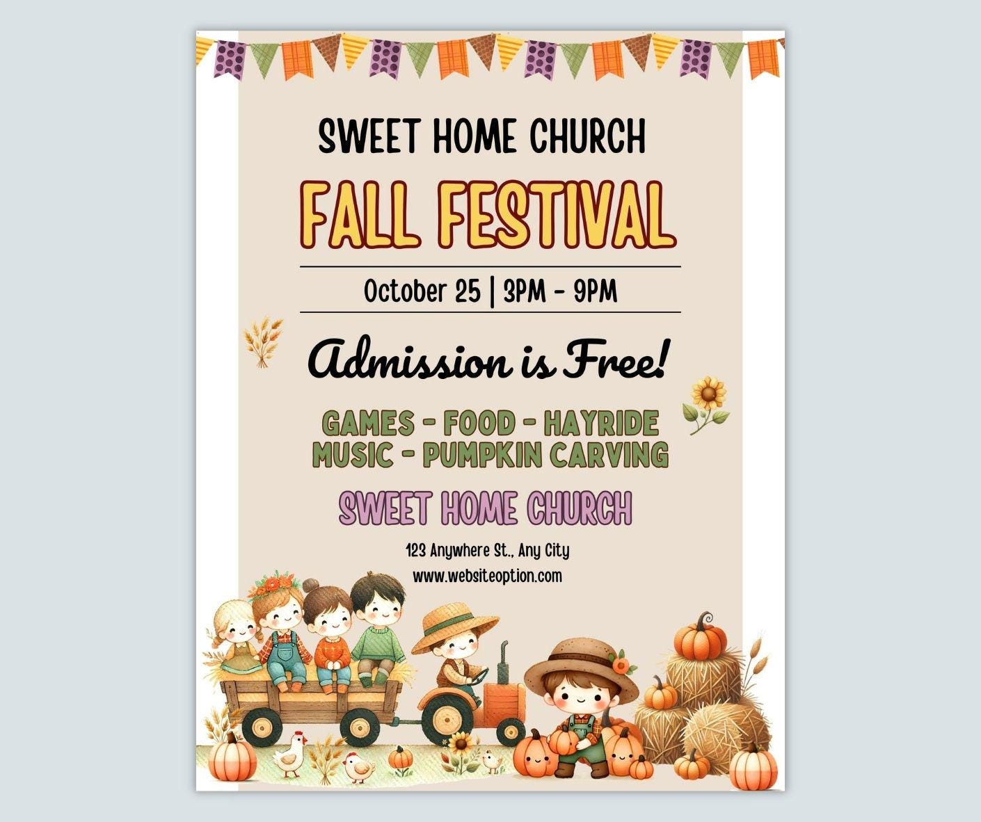 Fall Festival Flyer Template | Editable in Canva| Digital Download ...