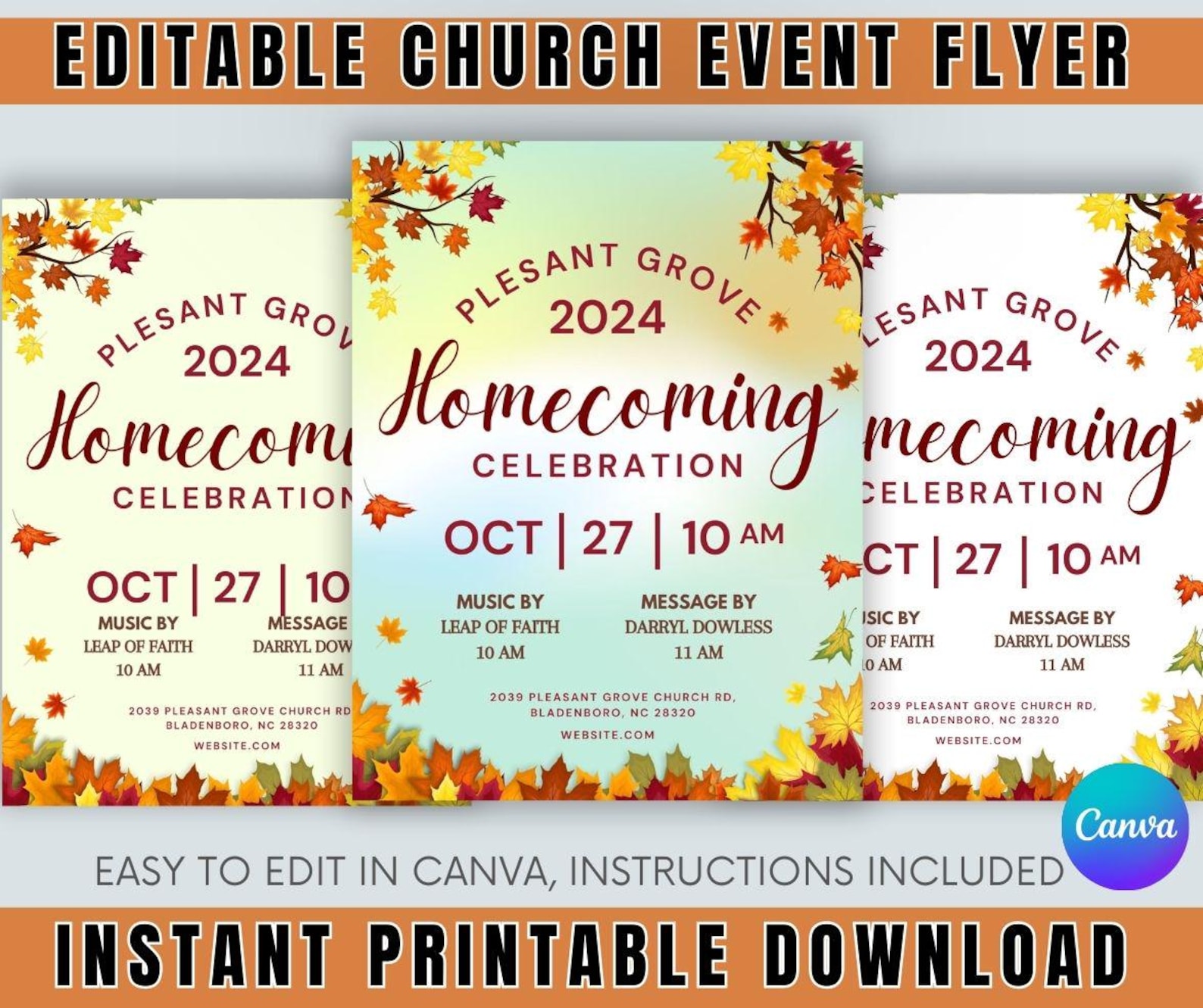 Church Homecoming Flyer| Church Events Flyer | Fall Event Flyer ...