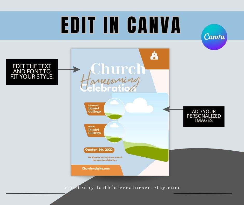 Church Homecoming Flyer| Mockup Template| Editable Template | Comes in ...