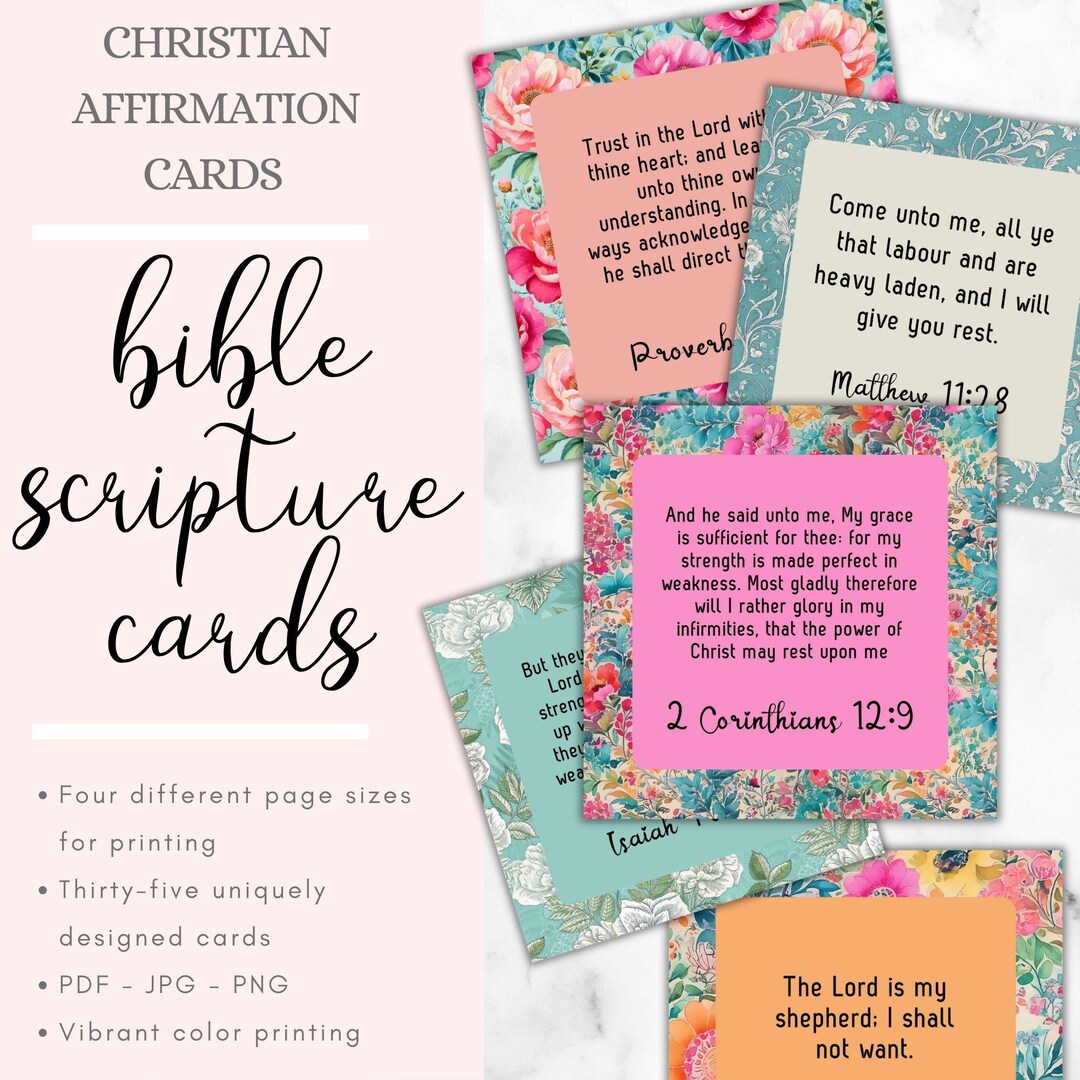 Printable Christian Bible Scripture Affirmation Cards | Uplifting Bible ...
